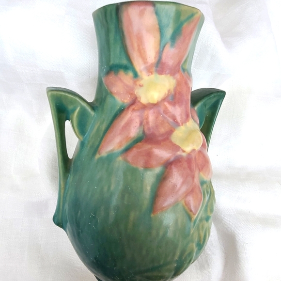 Roseville | Art | Antique Roseville Pottery Vase Pink Clematis Pattern ...